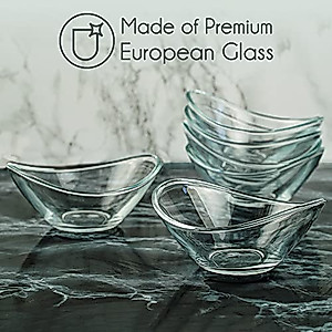 Crystalia Glass Pinch Bowls, Small Boutique Sauceboat Bowls Set for Kitchen Prep, Cooking and Serving Bowls for Fruit, Sauce, Dipping and Candy, Set of 6