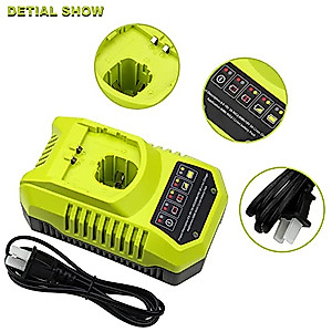 P117 Charger Replacement for Ryobi 9.6V-18V Charger Li-ion Ni-cad Ni-Mh Battery P100 P102 P103 P105 P107 P108 P118 P200 1400670