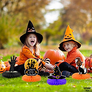 KatchOn, Halloween Centerpieces for Tables - Pack of 9 | Witch Halloween Table Centerpiece, Halloween Table Decorations | Orange and Black Halloween Centerpiece | Spooky Halloween Decorations Indoor