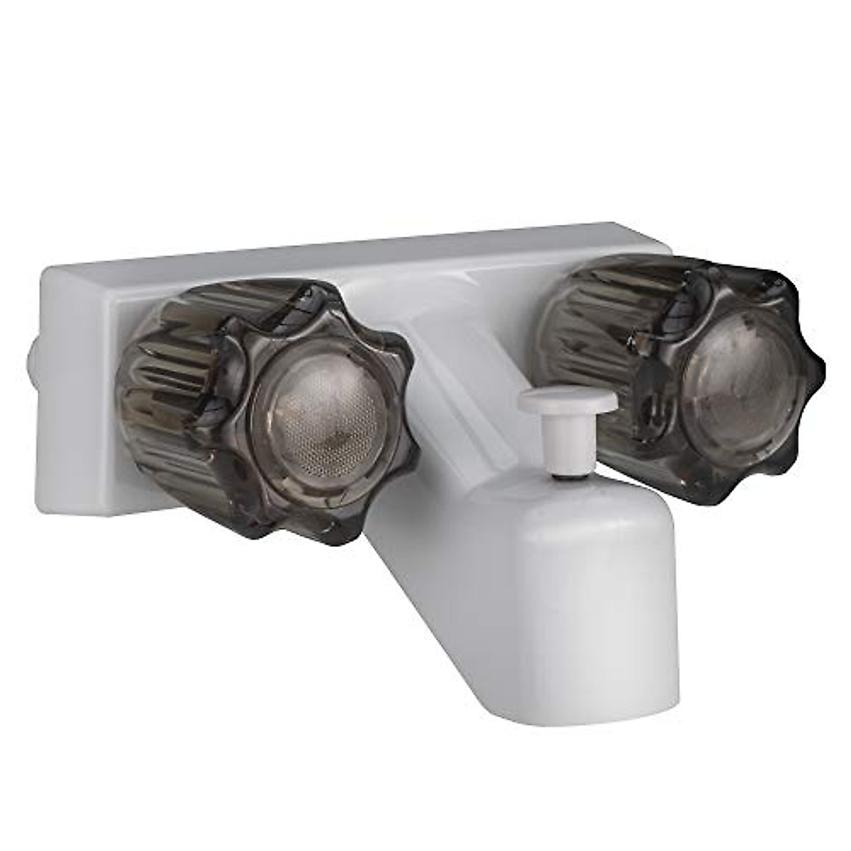 RecPro 4" RV Tub and Shower Diverter Faucet White/Smoke with Handheld Shower Head & Hose