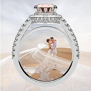 NANA Jewels 2ct Pure Brilliance Zirconia Halo Engagement Ring-Round Cut-Morganite-6