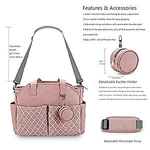 Lmbabter Diaper Bag Tote with Changing Station Upgrade Multi-Function Baby Bag with Adjustable Shoulder Strap (Pink)