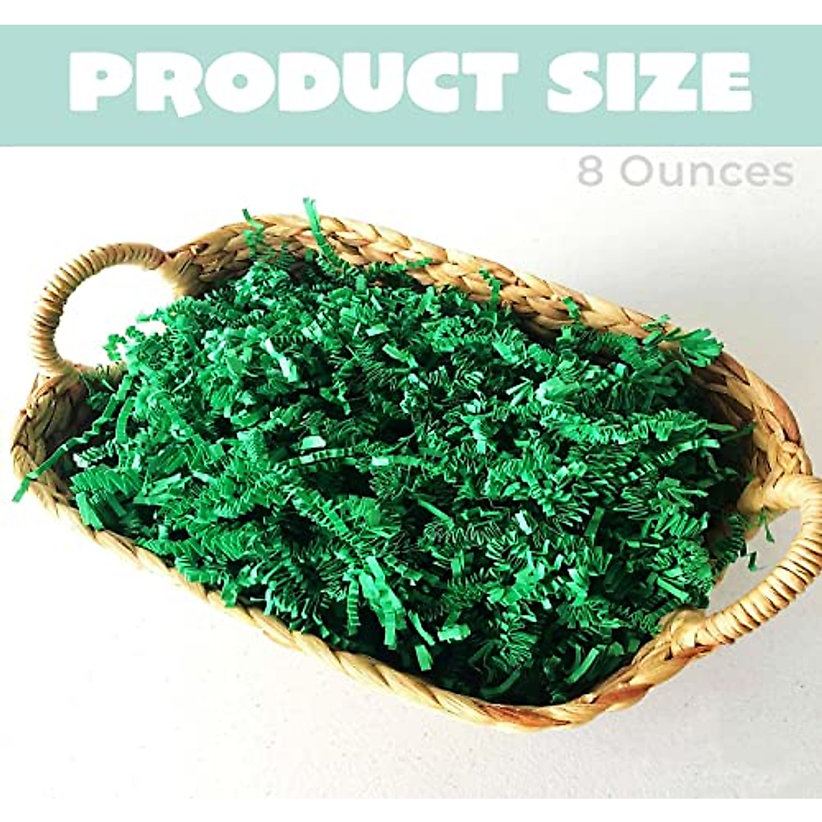 Easter Grass Green Crinkle Paper Shred Filler for Gift Wrapping, Basket Filling, Party Decoration, Basket Grass Stuffers(8 oz)