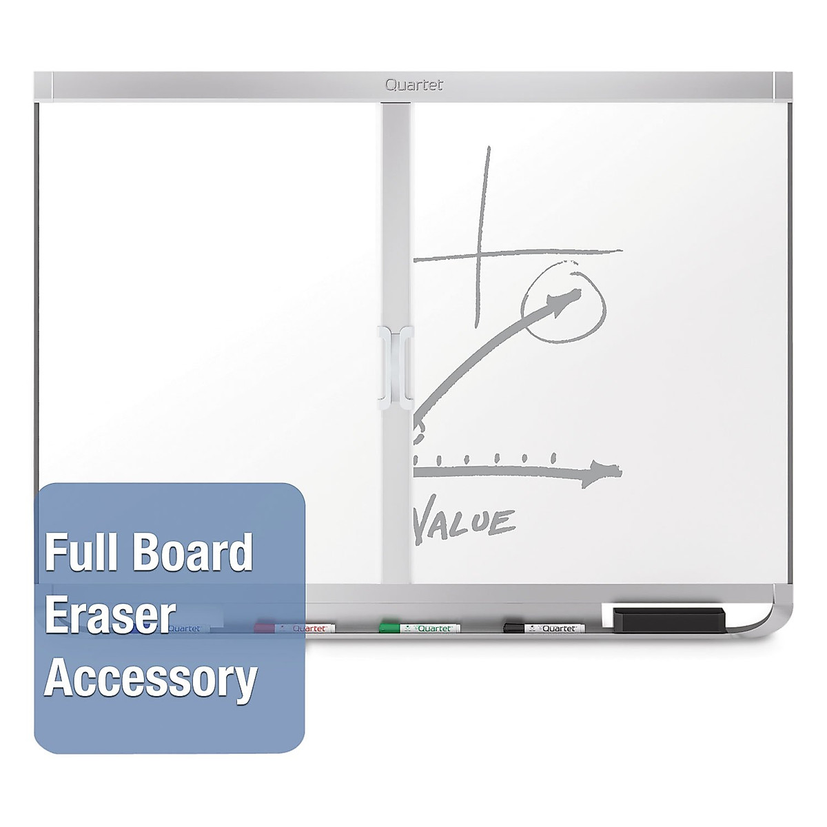 Quartet Magnetic Whiteboard, Porcelain, White Board, Dry Erase Board, 6' x 4', Aluminum Frame, Prestige 2 Duramax (P557AP2)