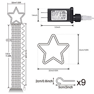 Toodour Christmas Lights, 317 LED 10ft X 9 Outdoor Christmas Decorations Lights with 12" Topper Star, 8 Lighting Modes Outside Christmas Tree Lights (White)