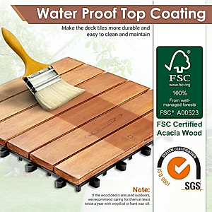 Pack of 9 Pieces, Premium Wood(Not Softwood Fir/Pine) Interlocking Deck Tile, Patio Pavers Floor, Flooring Tiles, Decor, D.I.Y Tile, Decking, Wholesales, 8.72 Square Feet, Brown (Sale Off in 3 Days)