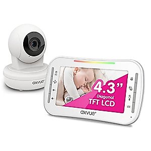 Video Baby Monitor with 4.3" Display & Remote Pan Tilt Camera, Auto Night Vision & Temperature Display,1000ft Long Range, 2-Way Audio Talk,12 Hours Battery, Power Saving Mode, Vox, Zoom in, No WiFi