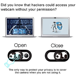 SIREG Webcam Cover Slide Ultra Thin - Cute Panda Web Camera Cover fits Laptop,Tablet,Computer, Smartphone, Protect Your Privacy and Security,Strong Adhesive