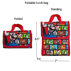 Super Mario Backpack with Lunch Box Set for Boys & Girls, 16 inch, 5 Piece Value Set