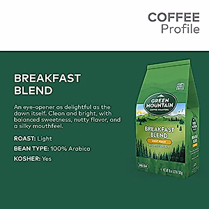 Green Mountain Coffee Roasters Breakfast Blend, Whole Bean Coffee, Light Roast, 18 Ounce (Pack of 1)