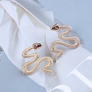 Yheakne Vintage Snake Stud Earrings Gold Snake Drop Earrings Gothic Serpent Earrings Punk Viper Cobra Earrings Jewelry for Women and Girls