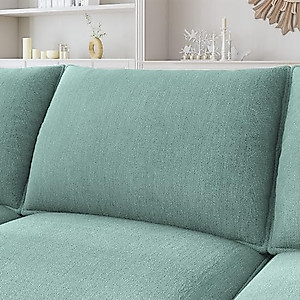 HONBAY Modular Sectional Sofa with Storage Seat Oversized U Shaped Modular Couch with Reversible Chaise Sectional Sleeper Sofa with Ottoman for Living Room, Aqua Blue
