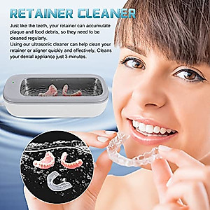 Jewelry Ultrasonic Cleaner for Gold Silver Ring Earring All Jewelry, Small Sonic Cleanser Machine for Eyeglass Watch Coin Retainer at-Home or Travel Use(300ML)