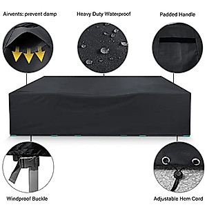 AKEfit Black Patio Furniture Covers 500D Outdoor Furniture Covers Waterproof Heavy Duty Tear-Resistant Garden Furniture Covers for Extra Large Fits for 12 Seats L126 x W63 x H28