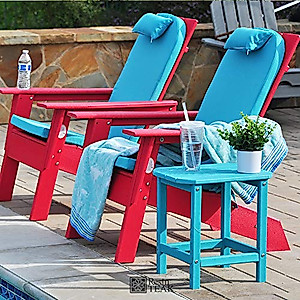 Resin TEAK Modern Adirondack Chair, Premium All Weather Outdoor Patio Furniture, 21 Inch Wide Seat, Up to 350 lbs, Outdoor Patio Chairs for Deck, Porch, Poolside & Backyard (Red)