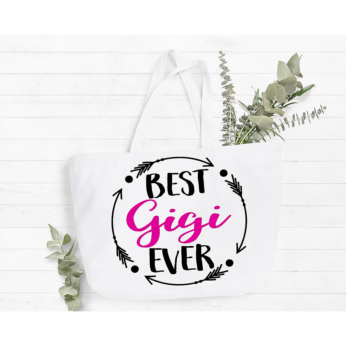 COCOVICI Gigi Tote Bag | Best Gigi Ever | Grandma Gifts | Gigi Gifts | Gigi Christmas Gift | Christmas Gift from Grandkids (Best Gigi Ever Pink/Black Font)