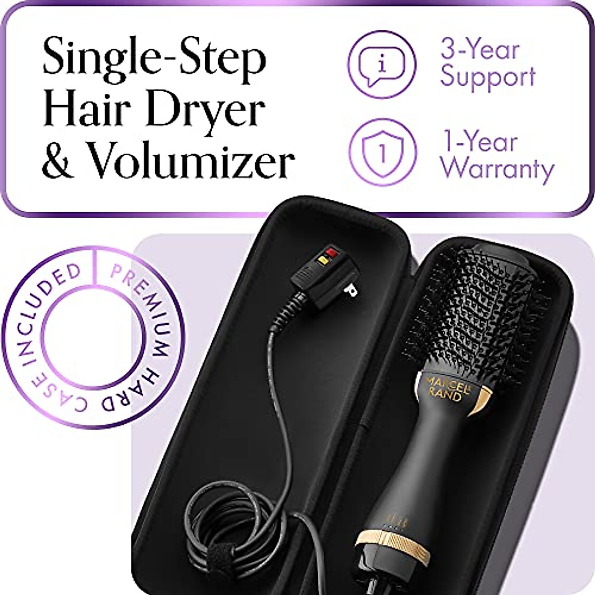 Professional Hair Dryer Brush for Women, 2 in 1 Volumizing Brush Dryer, Oval Brush Blow Dryer 75MM with a Hard Travel Case and Premium Gift Box