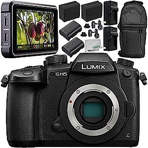 Panasonic Lumix DC-GH5 Mirrorless Micro Four Thirds Digital Camera + Atomos Ninja V 5" 4K HDMI Recording Monitor 11PC Bundle – Includes 64GB SD Memory Card + MORE - International Version (No Warranty)