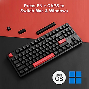 Keychron C3 Pro QMK/VIA Custom Gaming Keyboard, Programmable 87 Keys Compact TKL Layout Gasket Mount, Red LED Backlight Wired Mechanical Keyboard with Red Switches for Mac/Windows/Linux