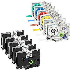 Replacement for Brother Ptouch TZe-221 9mm Label Tapes Bundle with Replace 12mm TZe Label Tape, Black on White, (Total 11-Pack)