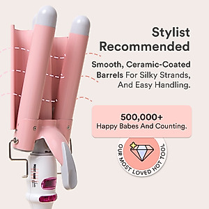 INH Hair Waver Curling Iron | 3 Barrel Ceramic Curler Wand for Beach Waves, Digital Temperature Control, Rotating Cord, Thick and Long Hair - 25mm | Insert Name Here Waver