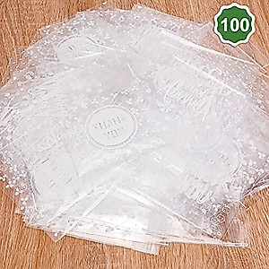Konsait 100Count Thank You Cookie Candy Treat Bags Self-Adhesive Sweets Biscuit Dessert Bags Plastic Bags Packaging Thank You Cellophane Gift Goody Bags for Bithday Summer Party Favors Supplies