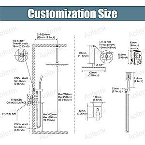 Aolemi 12 Inch Oil Rubbed Bronze Shower System Ceiling Mount Rain Shower Head with 3 Functions Hand-held Spray Bathroom Luxury Pressure Balance Rough-in Valve Shower Trim Kit Shower Faucet Combo Set