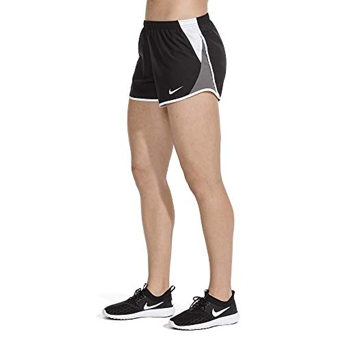 Nike Women's Dry 10K Running Shorts, Black/White/Dark Grey/Wolf Grey, Large