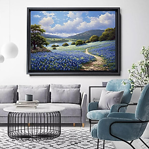 Enchanting Texas, Native Texas Hill Country Bluebonnet Landscape - Fine Art Print Mounted in a White Mat Board