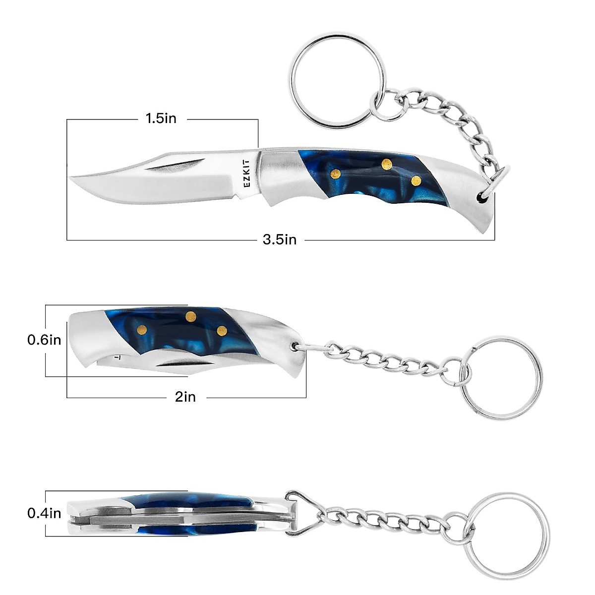 EZKIT Small Pocket Knife, EDC Pocket Knife, D2 Stainless Steel and Wood Handle, Small Knife, Blade Length 1.5in