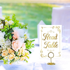 ZhouBoat 31 Sets Gold White Table Number Cards with Holders, 1-30 and Head Table Holder Wedding Table Numbers Stand Place Card for Restaurants Party Centerpieces
