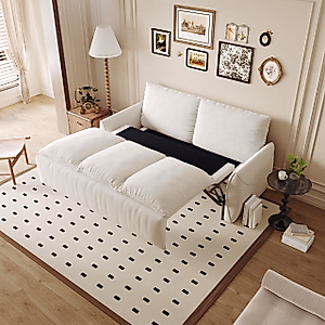 70.9" Convertible Queen Size Sleeper Sofa Bed, Folding Futon Loveseat Pull Out Couch Modern Hydraulic System Pullout Sofabed Cloud Daybed with Detachable Cushions for Living Room Office Apartment