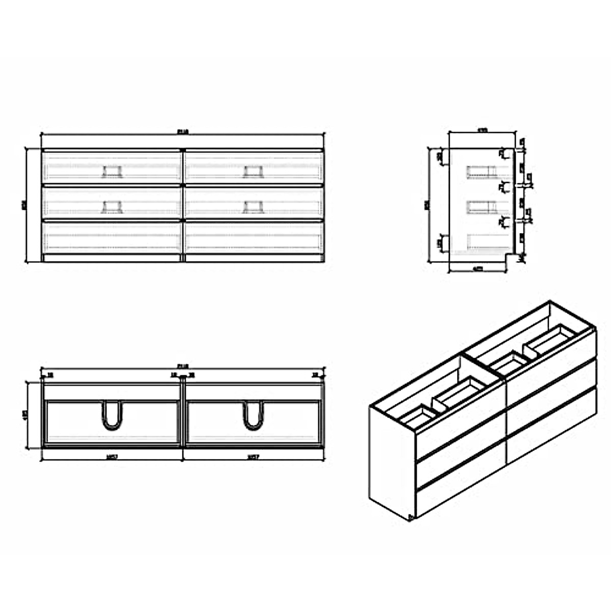 Angeles 84" FREESTANDING Bath Vanity with Double Reinforced Acrylic Sinks Nature Oak-AV