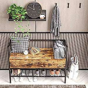IRONCK Storage Bench, Industrial Shoe Rack Bench with Storage Box, Holds Up to 240 LB Shoe Organizer for Entryway, Bedroom, Closet & Hallway, Entryway Bathroom