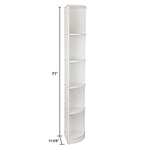 ICE ARMOR 5 Tier Corner Bookcase Wooden Display Bookshelf Storage Rack Multipurpose Shelving Unit for Living Room Home Office in White Wood