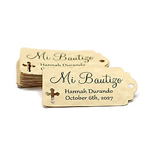 Mi Bautizo Tags - Custom Baptism Favor Tags - 20pc (Antique Gold)