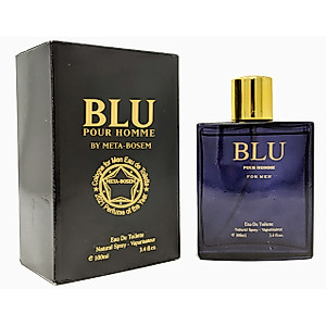 META-BOSEM Blu Pour Homme, Men's Cologne Eau de Toilette Natural Spray - Citrusy and Musky - Great Holiday Gift - for All Day Use - a Classic Bottle, 3.4 Fluid Ounce/100Ml