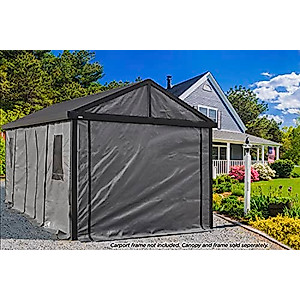 Sojag 12' x 20' Samara Carport Canopy Fabric Wall Enclosure Kit, Grey (135-9165845)