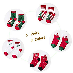 LITOON Christmas Socks Children Socks Christmas Kid Socks for Kid Boy Girl 5 Pairs (M(4-6 years))