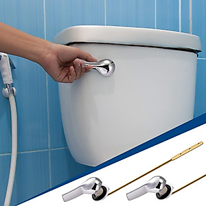 Lasnten 12 Pieces Toilet Handle Lever Flush Replacement, Brass Universal Flush Lever Finish Handle for Most Toilets (Front Mount)