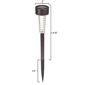 Pure Garden 50-175 Bronze Solar Powered Lights (Set of 6)-LED Outdoor Stake Spotlight Fixture for Gardens, Pathways, and Patios, 14.25” (H) x 2” (L) x 2” (W)