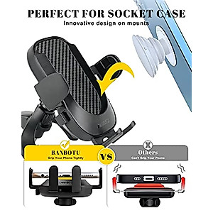 BANBOTU Car Phone Holder Mount - Socket Grips Pop Cradles Friendly, Hands-Free 360° Rotatable & Anti-Shake Air Vent Mount, Universal Car Phone Holder Compatible with Thick Case & All Mobiles