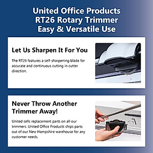 United RT26 Rotary Paper Trimmer, 26" Cut Length, 15 Sheet Capacity, Crafts and Office