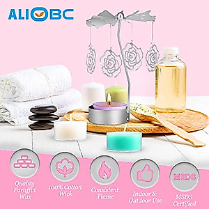 Tea Lights Candles Holders - Scented Tea Lights Candles Silver DIY Spinning Tealight Candle Holder &amp;12pcs Scented Tealight Candles Decorative Christmas Wedding Candles Sets for Home Decor