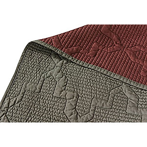 Brielle Home Casablanca, Reversible King Sham Set, Russet Red/Dark Grey