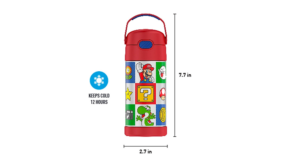 THERMOS FUNTAINER 12oz Kids Straw Bottle - Super Mario