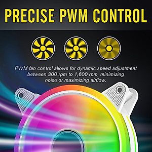 EZDIY-FAB White Moonlight 120mm RGB PWM Case Fan with RGB PWM Fan Hub,5V Motherboard Sync,ARGB Computer Fan,Multiple Light Modes-5 Pack