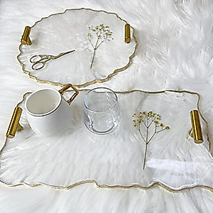 XL Tray Mold,14 inches Irregular Rectangle Silicone Tray Molds and 10 inch Round Geode Tray Resin Mold Silicone for Making Resin Craft,Home Decoration