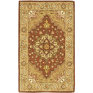 SAFAVIEH Heritage Collection 3' x 5' Rust / Gold HG345A Handmade Traditional Oriental Premium Wool Area Rug