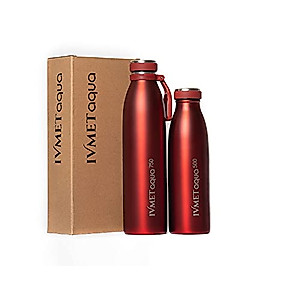 IVMET Aqua Stainless Steel Double Wall Vacuum Insulated Drinking Bottle Flask thermos Hydro Metal reusable Canteen for Sport School Fitness Outdoor (Ruby Red, 25 oz/750 ml)